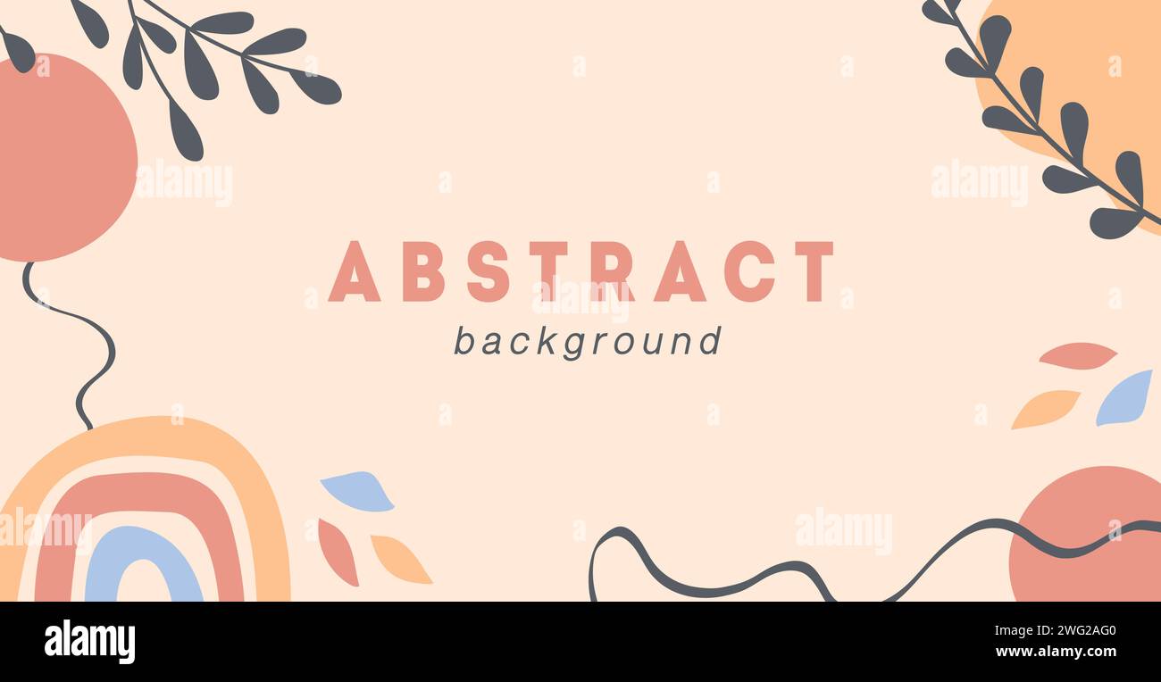 Boho abstract horizontal banner template. Trendy minimal background ...