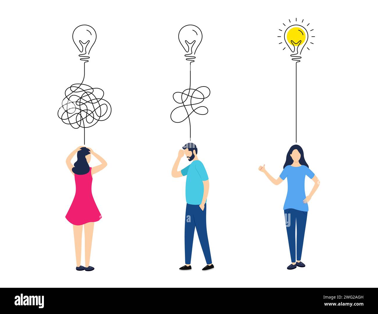 Simplify purpose background. Untangled problem, confused mind, trouble ...