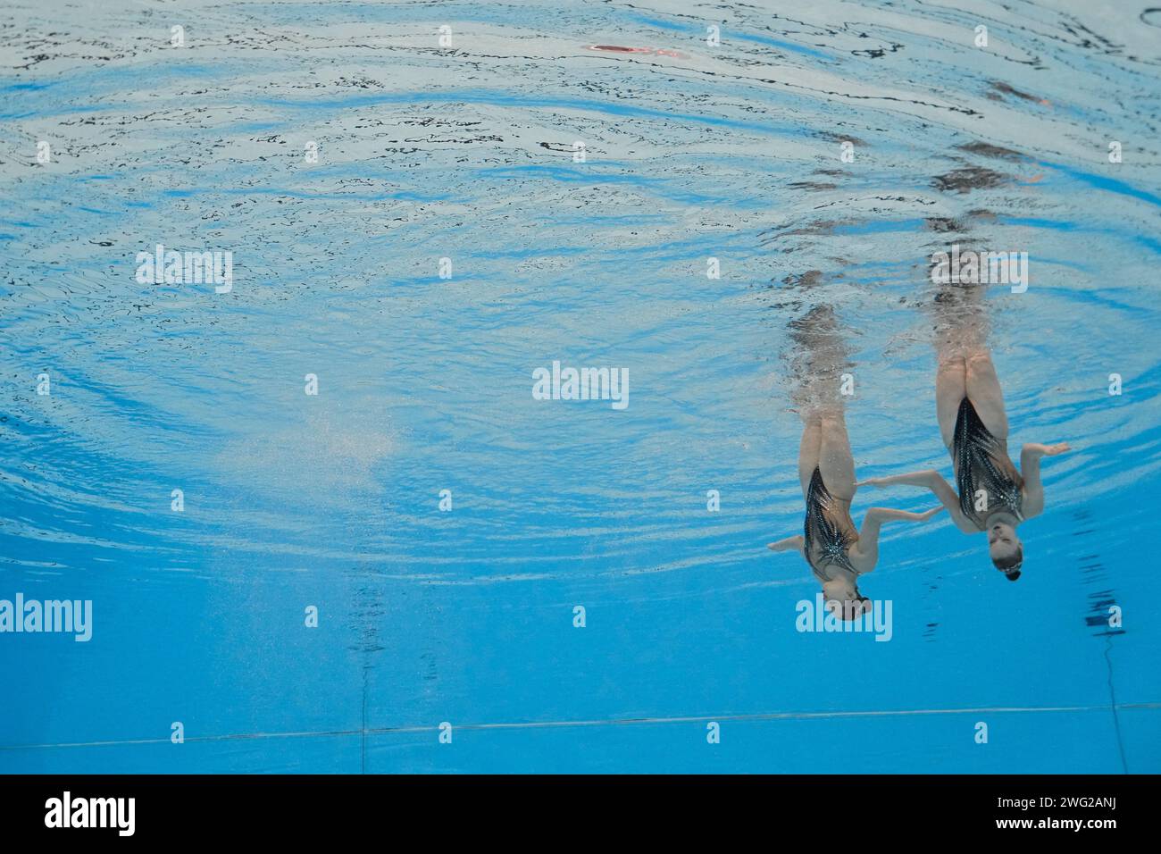 Yasmin Tuyakova and Arina Pushkina of Kazakhstan compete in the women's ...