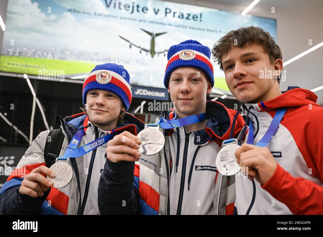 Prague, Czech Republic. 02nd Feb, 2024. (L-R) Czech hockey players ...