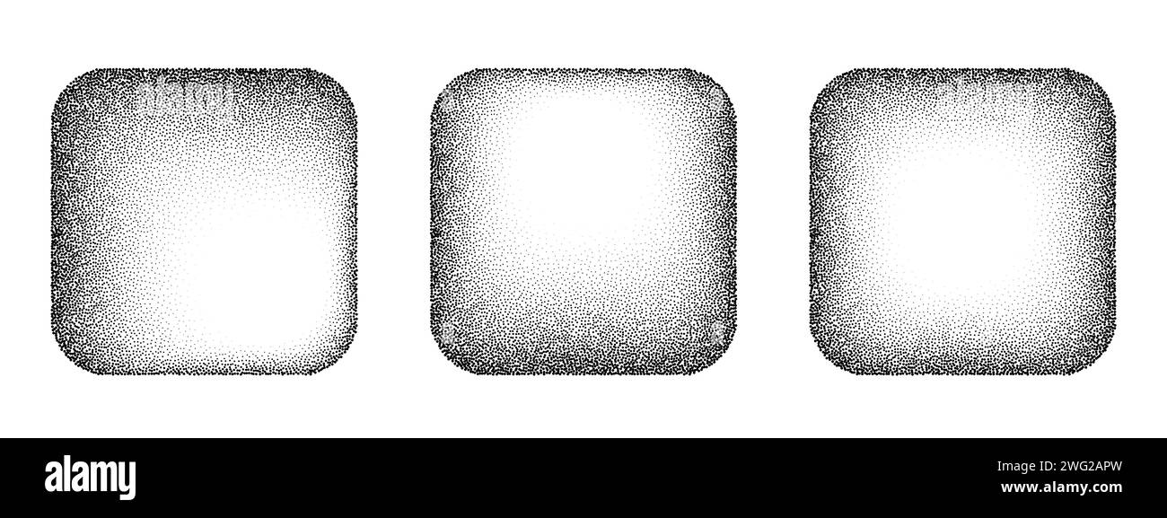 Square grain pattern background. Black noise stipple dots frames ...