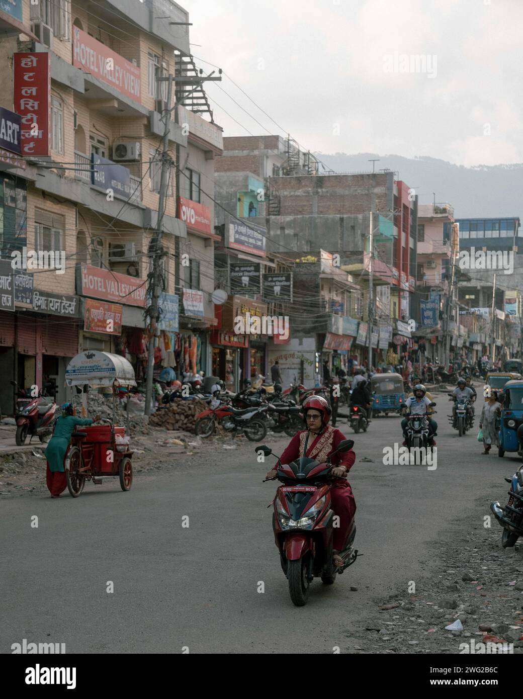 A typical street view of a Nepali city. Taken in Birendranagar, Karnali ...