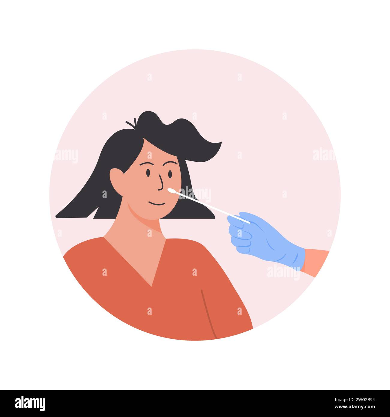 A doctor or nurse in latex gloves takes nasal swab laboratory sample ...