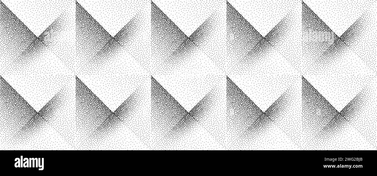 Dotwork 3D seamless pattern background. Black noise stipple dots ...