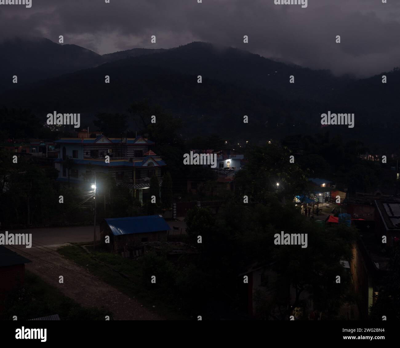 A night view of A Nepali city Birendranagar, Karnali Province, Western ...