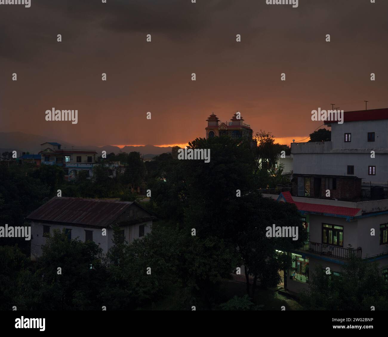 A night view of A Nepali city Birendranagar, Karnali Province, Western ...