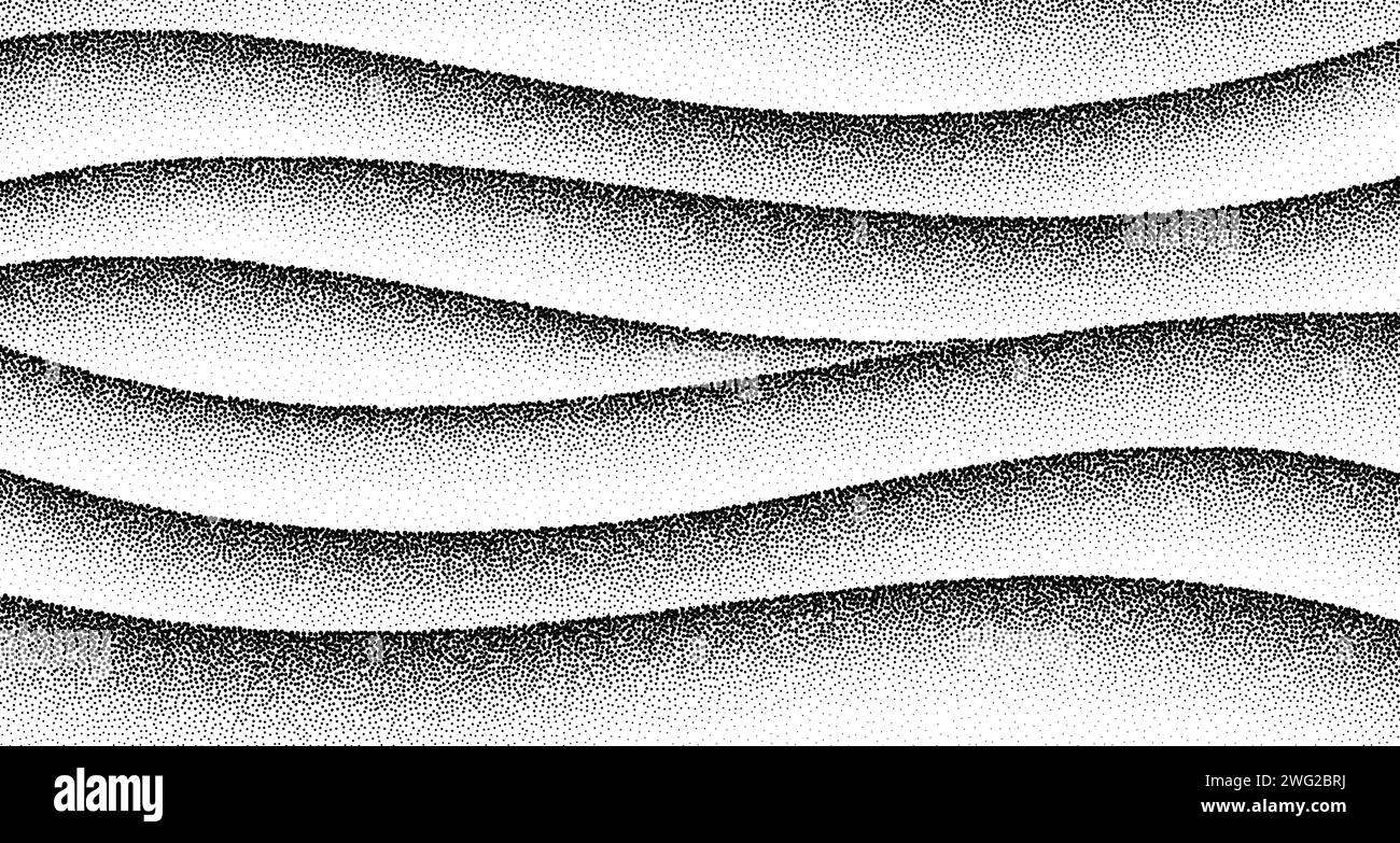 Waves grain pattern background. Black noise dots wavy surface. Dotted ...