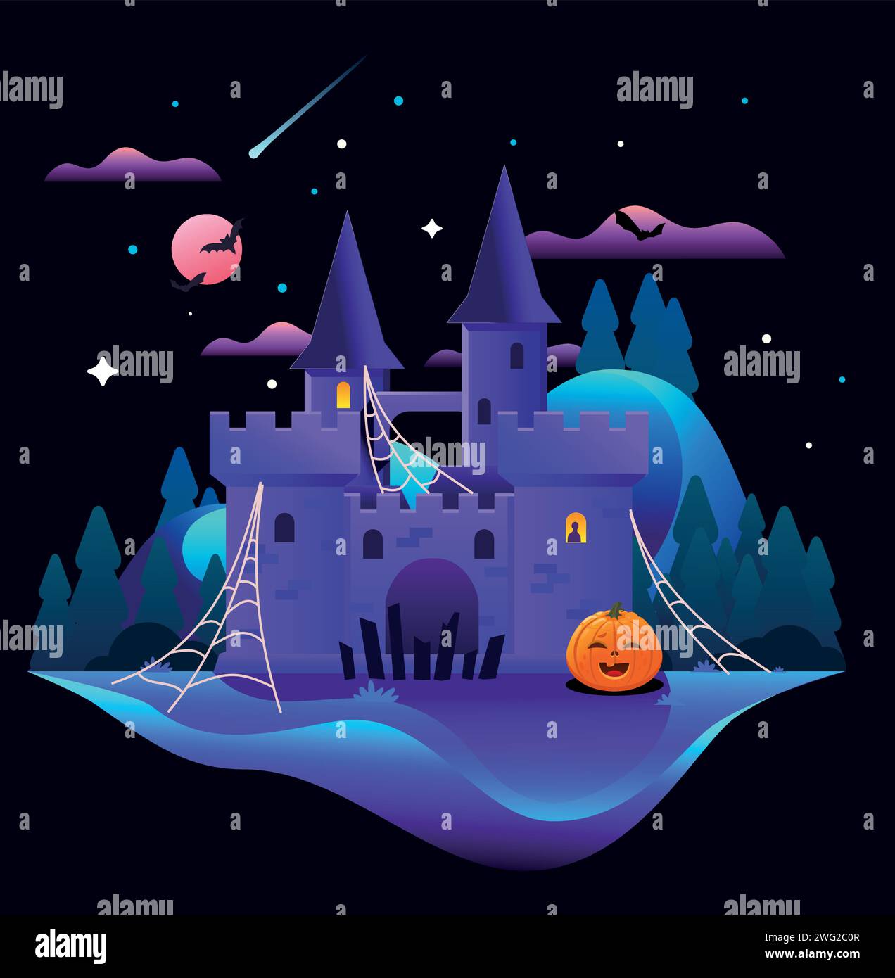 Lit castle Stock Vector Images - Alamy