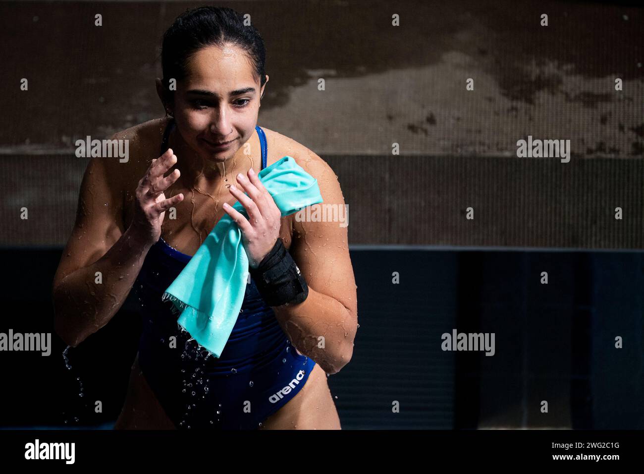 Maha Amer of Egypt competes in the diving 1m springboard women ...