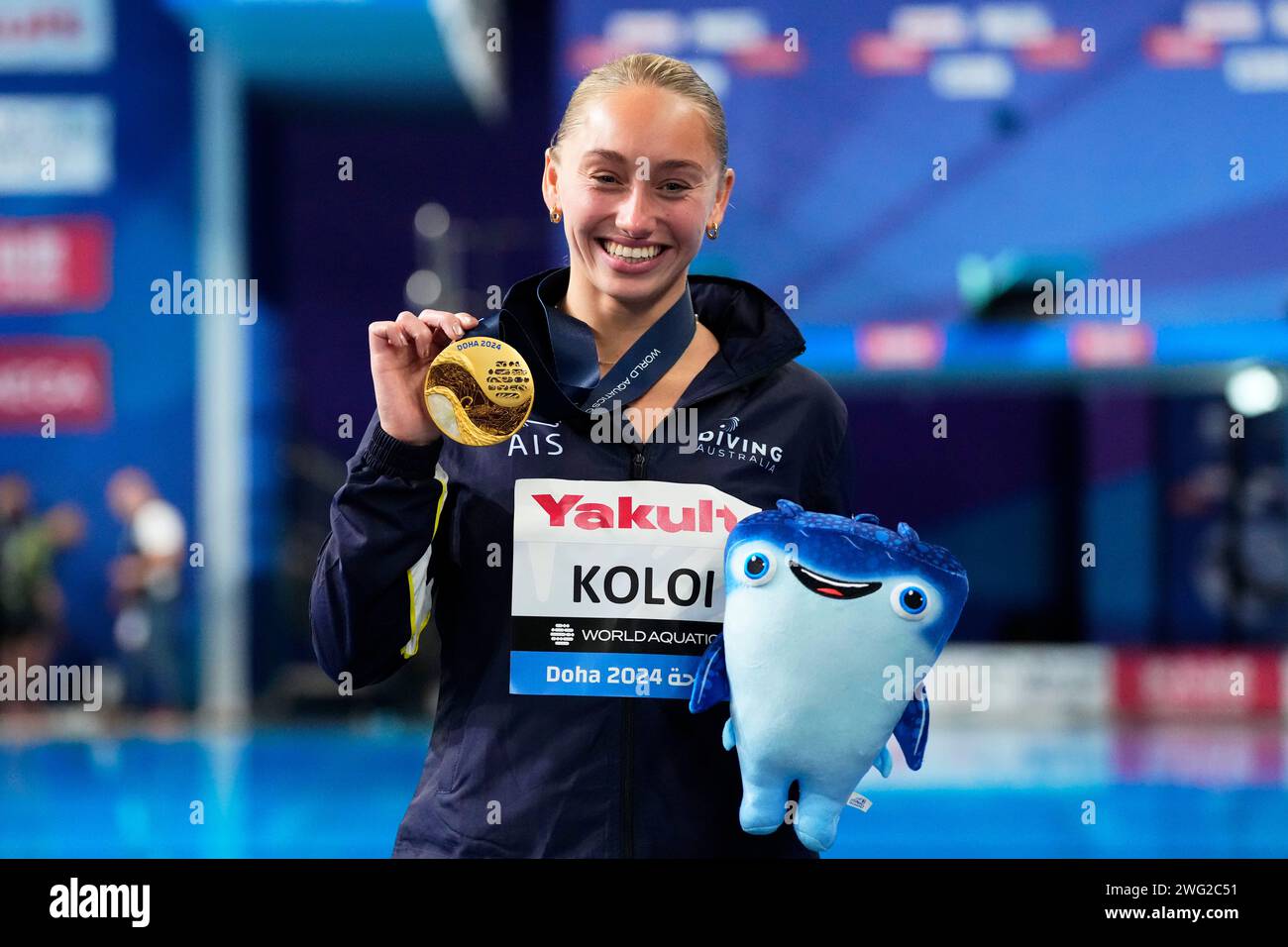 Alysha Koloi of Australia poses with her medal after winning the women ...