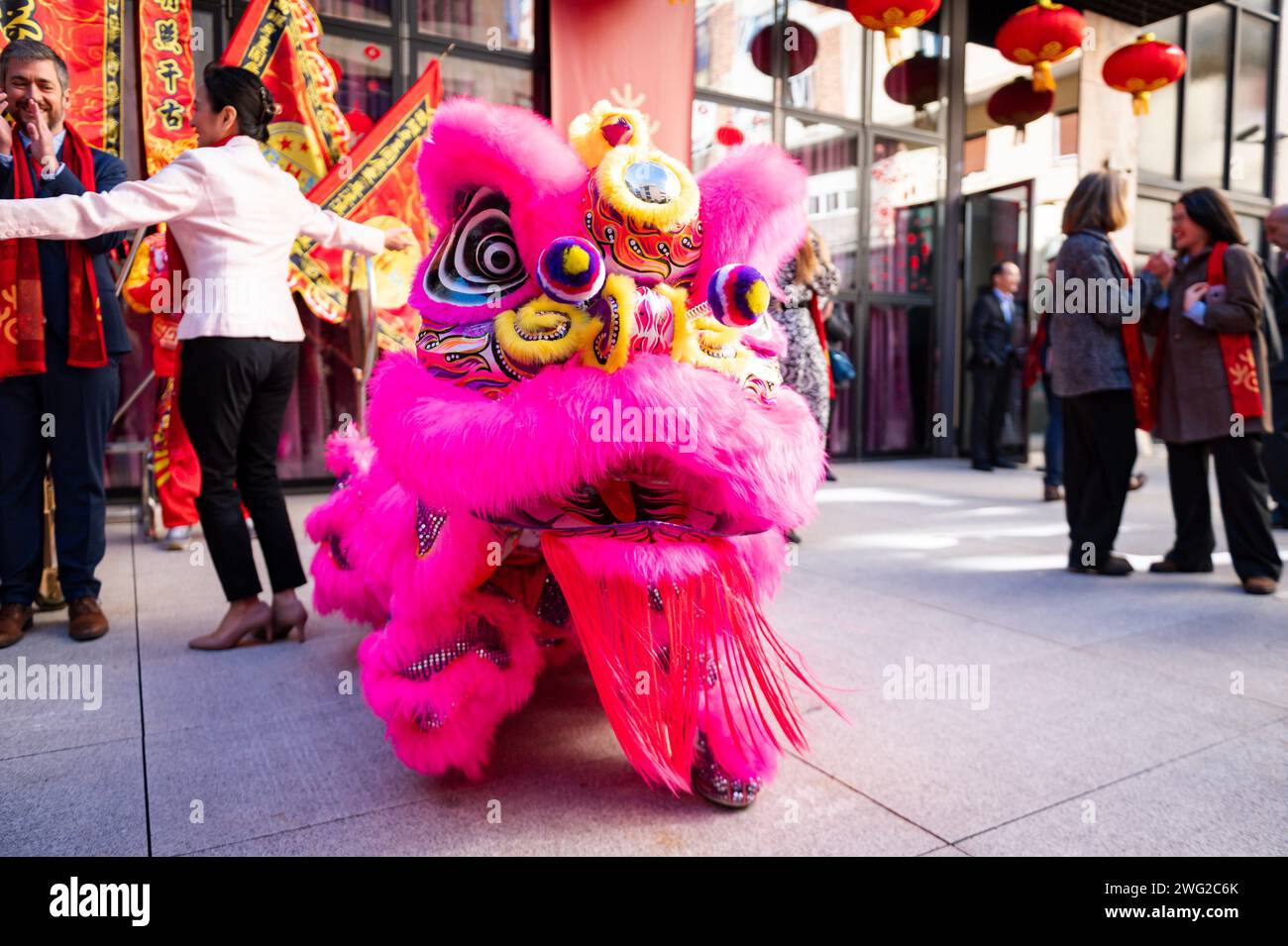 A typical Chinese dragon costume seen during the presentation of the ...