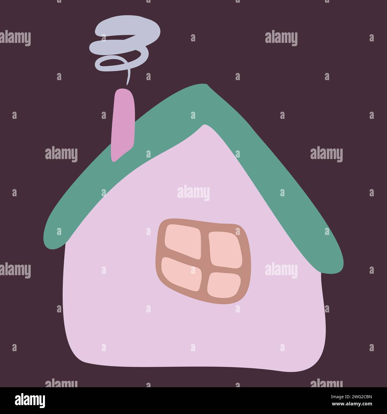 Small Colorful crooked house in Flat style with Smoke from Chimney ...