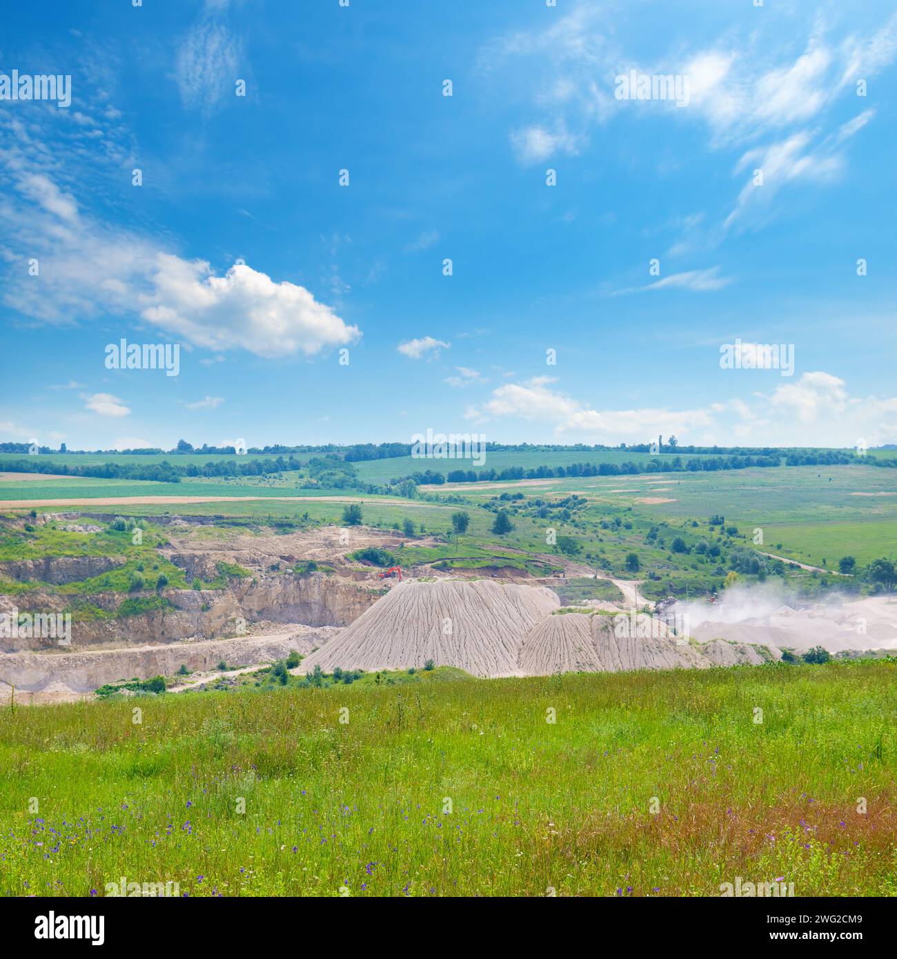 Limestone mining in an open quarry. Moldova Stock Photo - Alamy