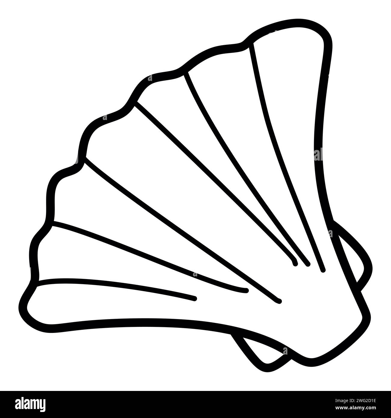 Monochrome Doodle black and white Sea Shell silhouette, Seashell ink ...