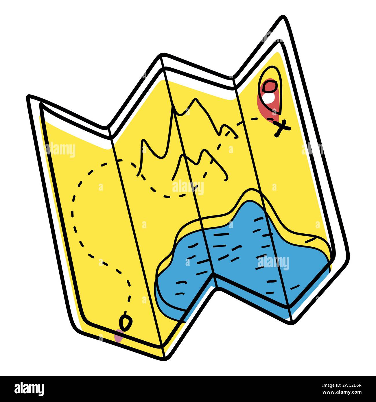 Vector Doodle treasure hunt paper map. Vector Color Line illustration ...