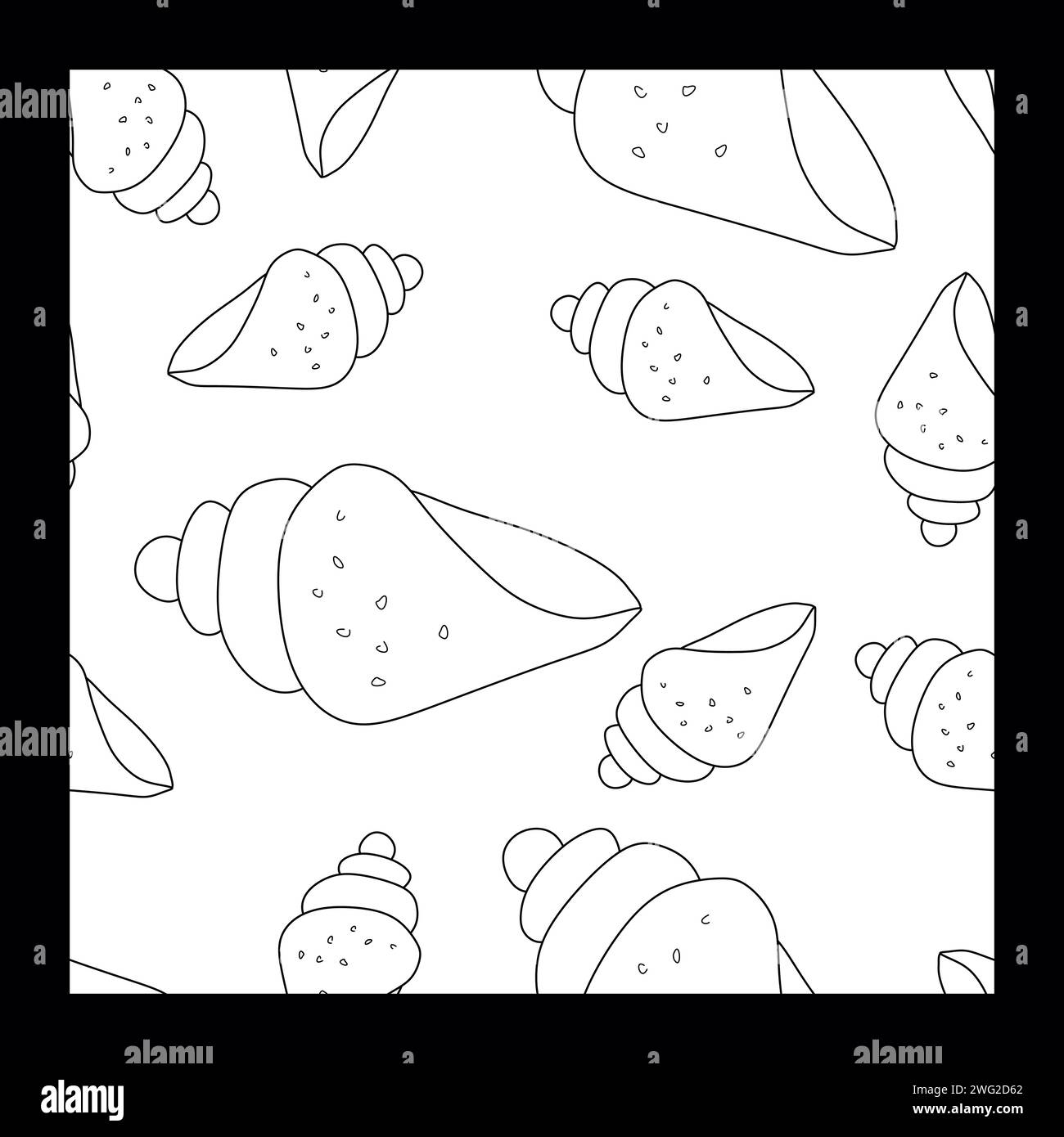 Seashells seamless pattern. Linear drawing of Sea shell. Hand drawn ...