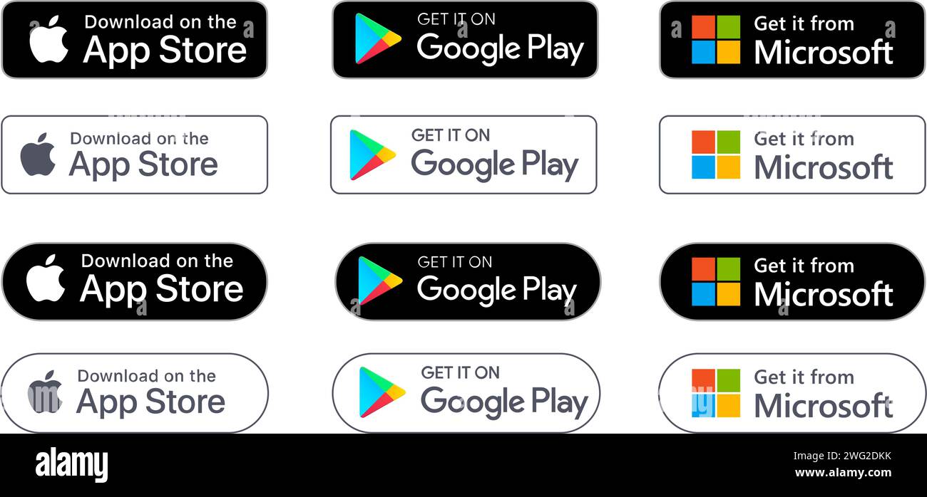 Set of Google Play Store, Apple App Store and Microsoft Store badges ... Set of Google Play Store, Apple App Store and Microsoft Store badges ...