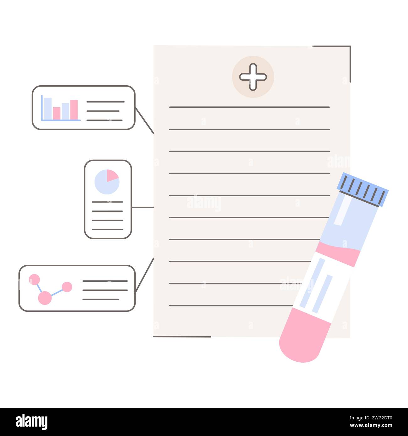 Medical Test Result. Hospital checkup record with testing tube icon ...