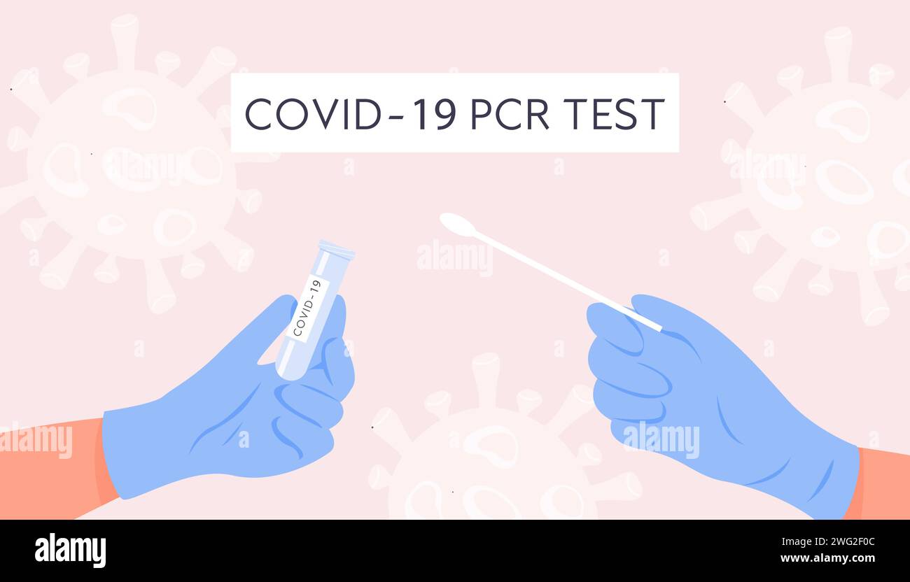 Vector Horizontal Banner Covid-19 PCR test. Nasal Swab Laboratory ...