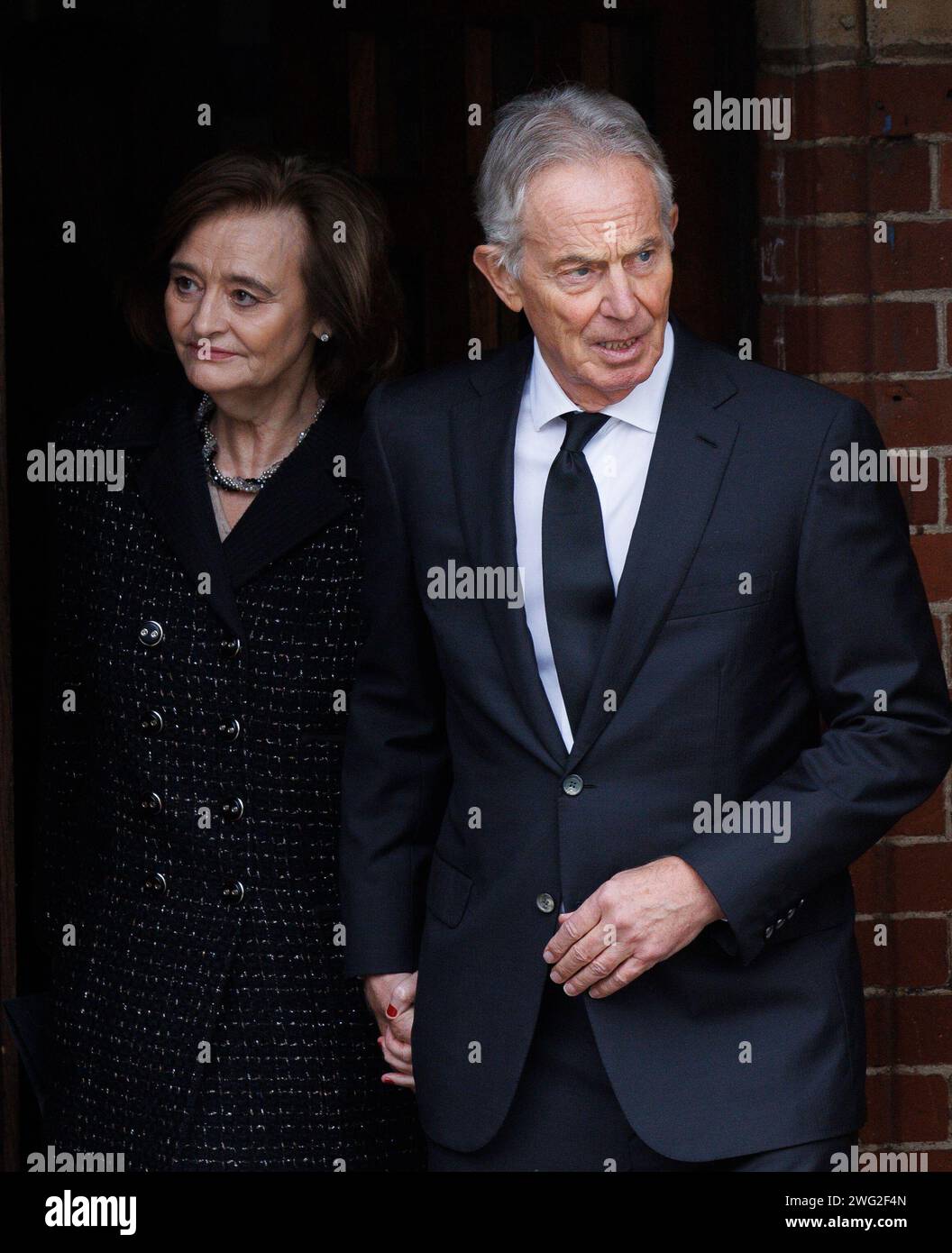 London, UK. 2nd Feb, 2024. Tony Blair and his wife, Cherie. Derek ...