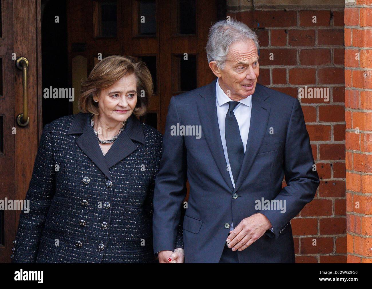 London, UK. 2nd Feb, 2024. Tony Blair and his wife, Cherie. Derek ...