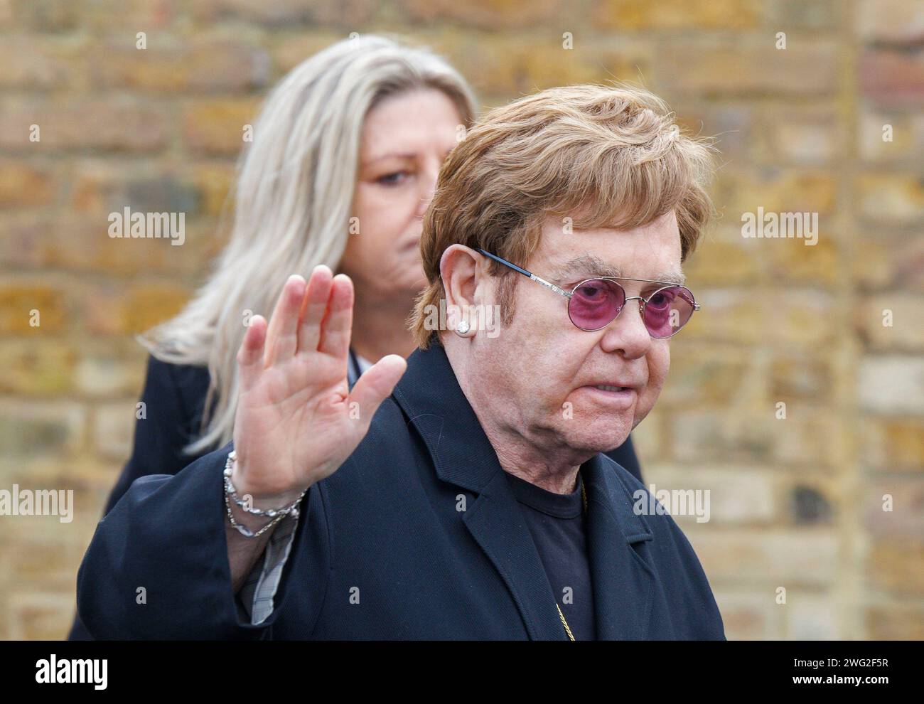 London, UK. 2nd Feb, 2024. Elton John leaves the church. The funeral of ...