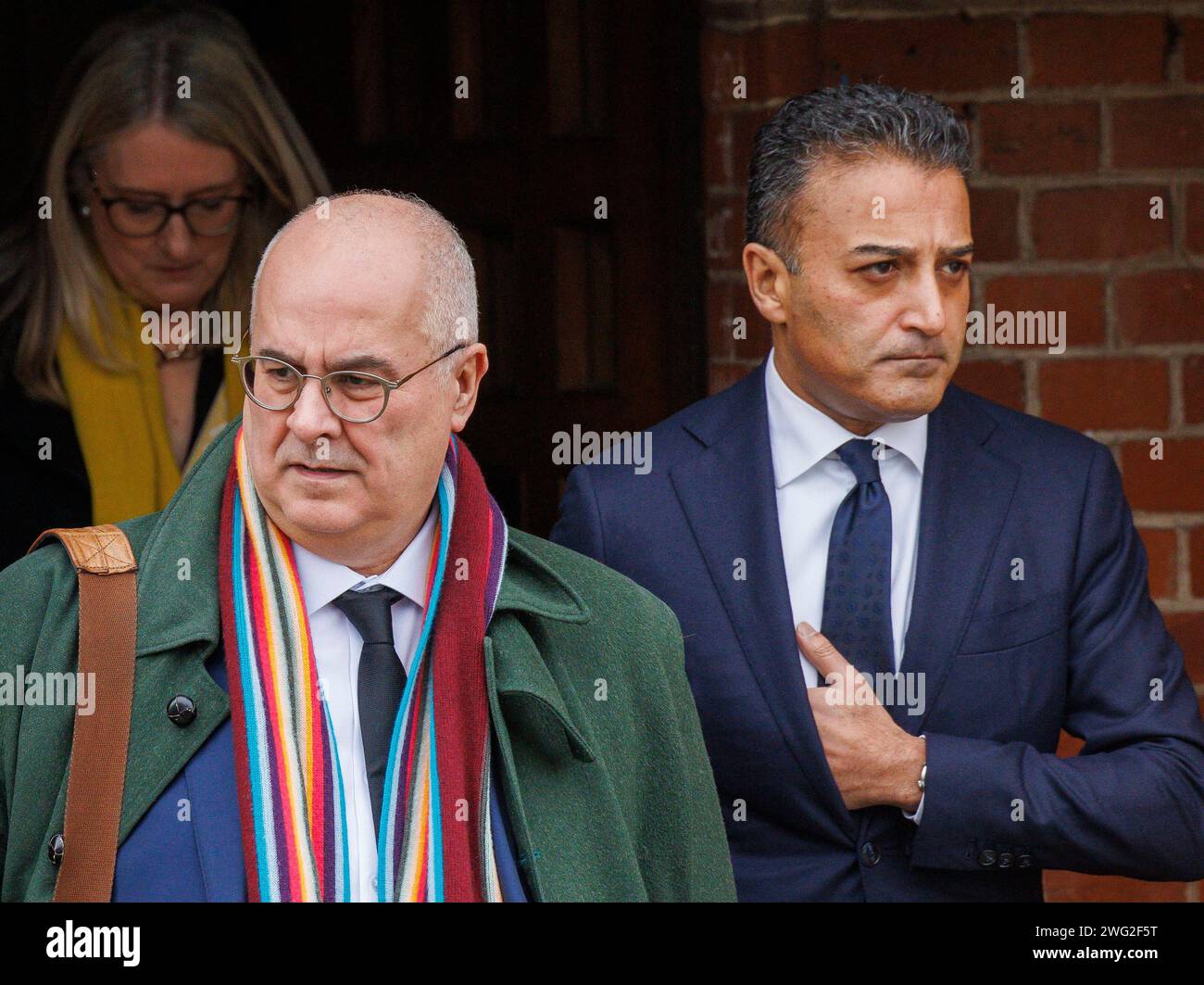 London, UK. 2nd Feb, 2024. Iain Dale leaves the church. The funeral of ...