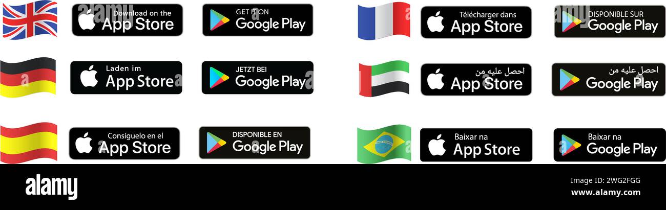 Set of Google Play Store, Apple App Store and Microsoft Store badges ... Set of Google Play Store, Apple App Store and Microsoft Store badges ...