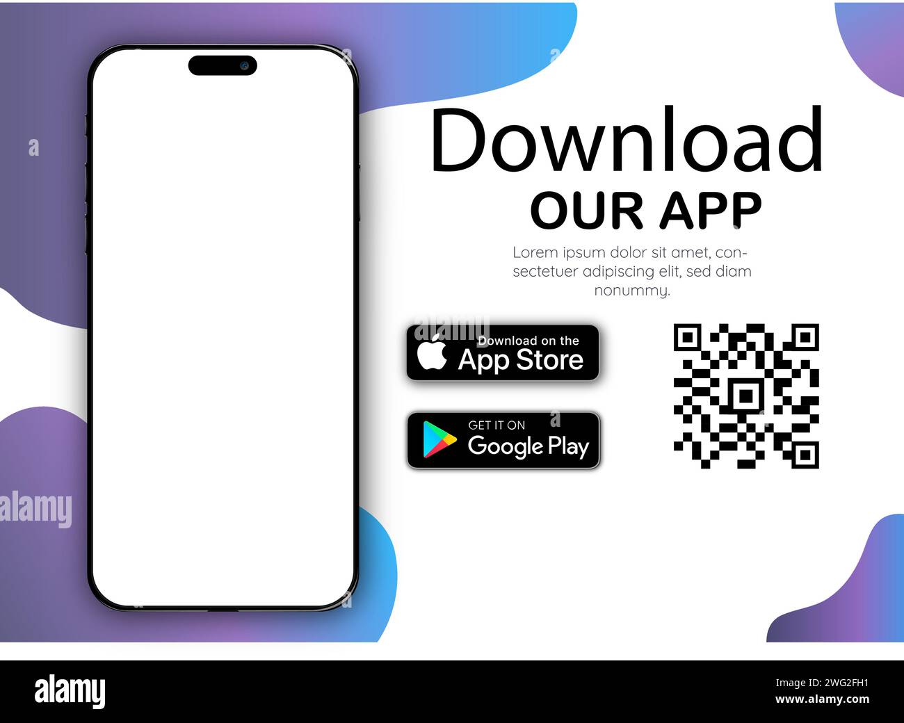 web banner design template. Phone scanning qr code via mobile app icon ...