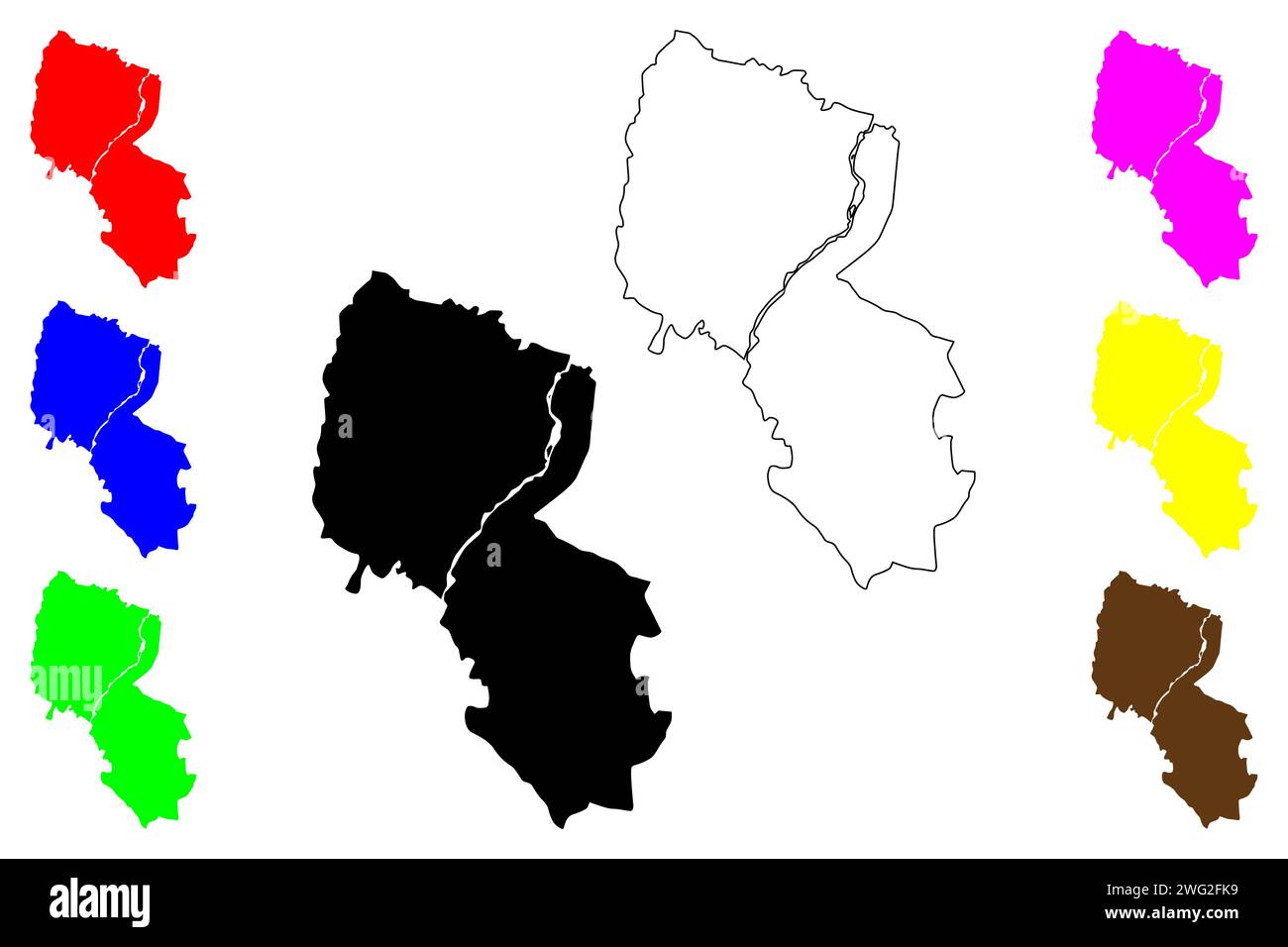 Yinchuan city (People's Republic of China, PRC) map vector illustration ...