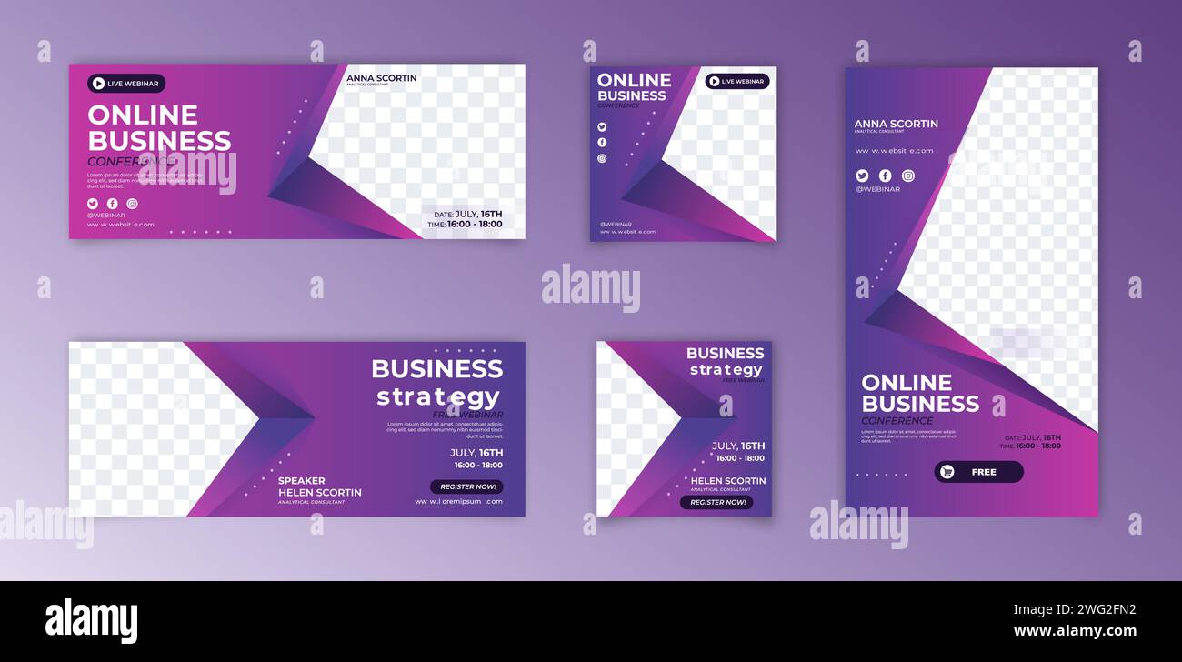 Set of horizontal abstract web banner design template background ...