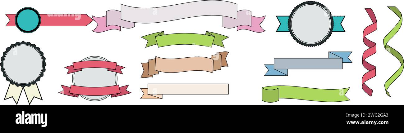 set of simple ribbons, balloons, etc. Illustration Decoration ...