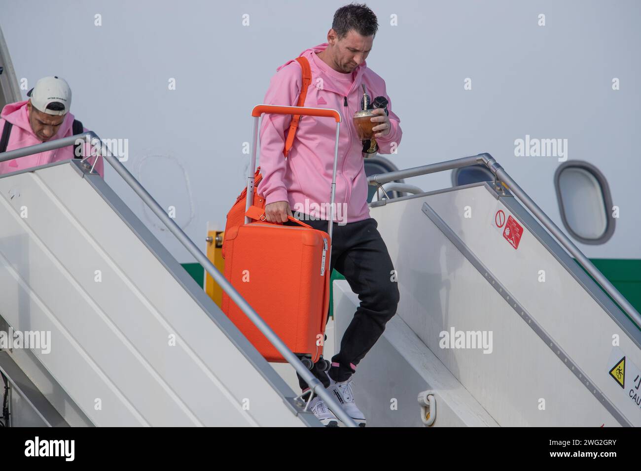 Inter Miami's Lionel Messi arrives at Hong Kong International airport ...