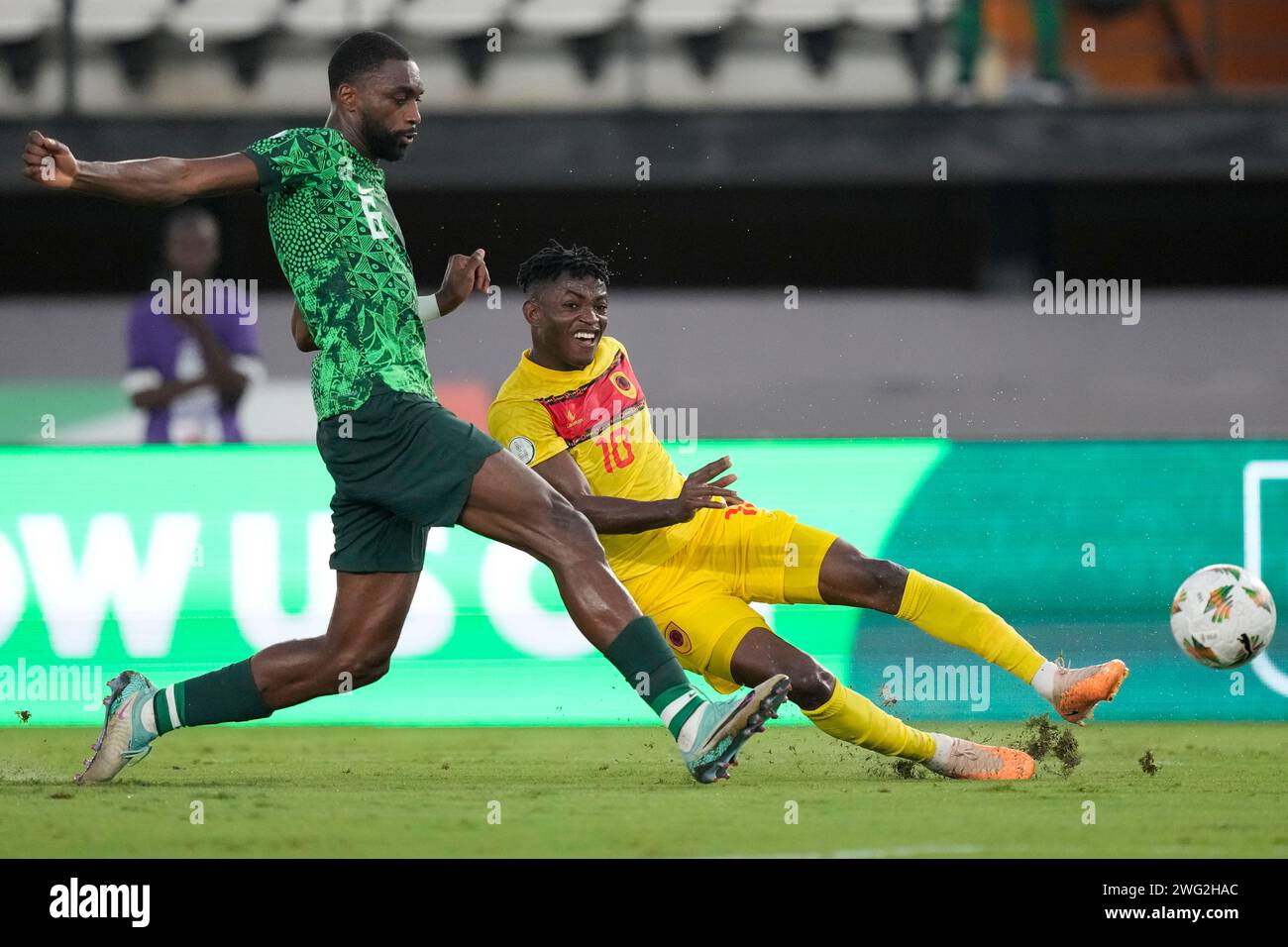 Nigeria's Semi Ajayi, left, challenges Angola's Gelson Dala during the ...