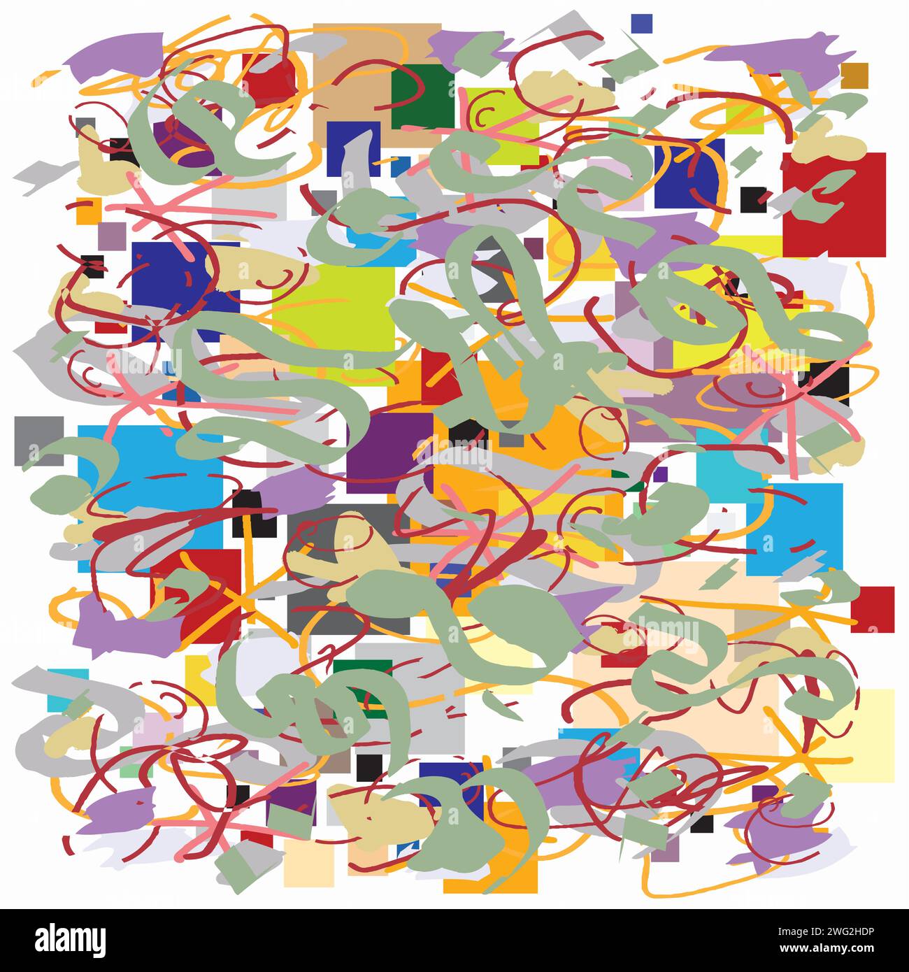 Doodle Handdrawn Pop Design, Primary Colors, Abstract Vibrant Line ...