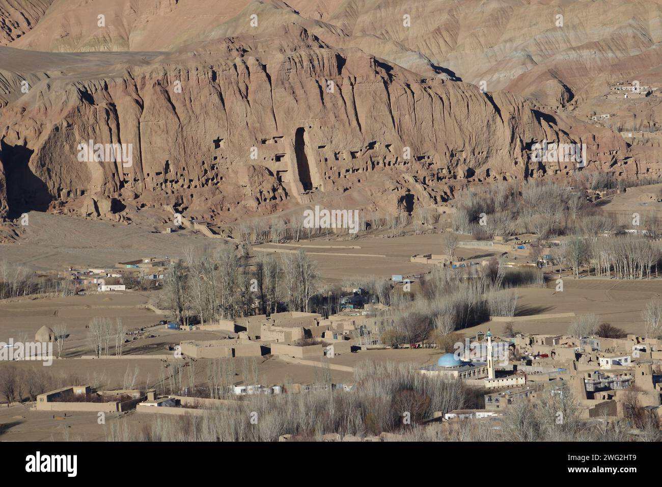 The beautiful view of Bamiyan Valley with majestic rock formations and ...