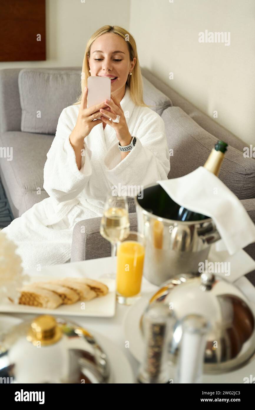 Serving breakfast on a serving table Stock Photo - Alamy