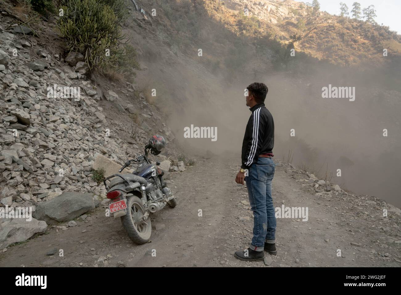 A landslide blocks a mountain road in Sarkegad, a rural municipality ...
