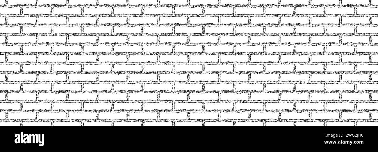 Dotwork brick wall pattern background. Black noise stipple dots stone ...