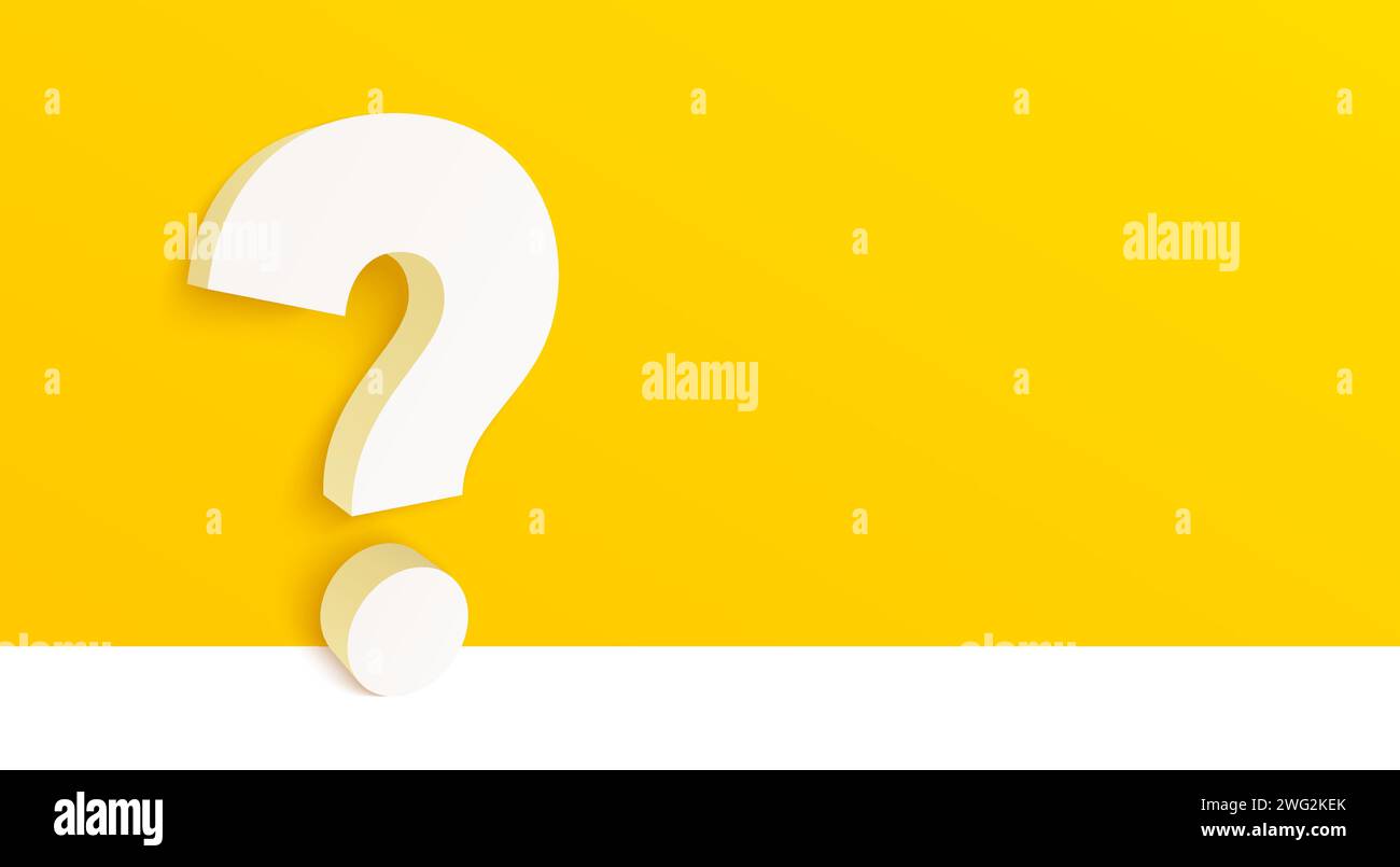3d question mark on yellow background. Ask help information icon. Faq ...