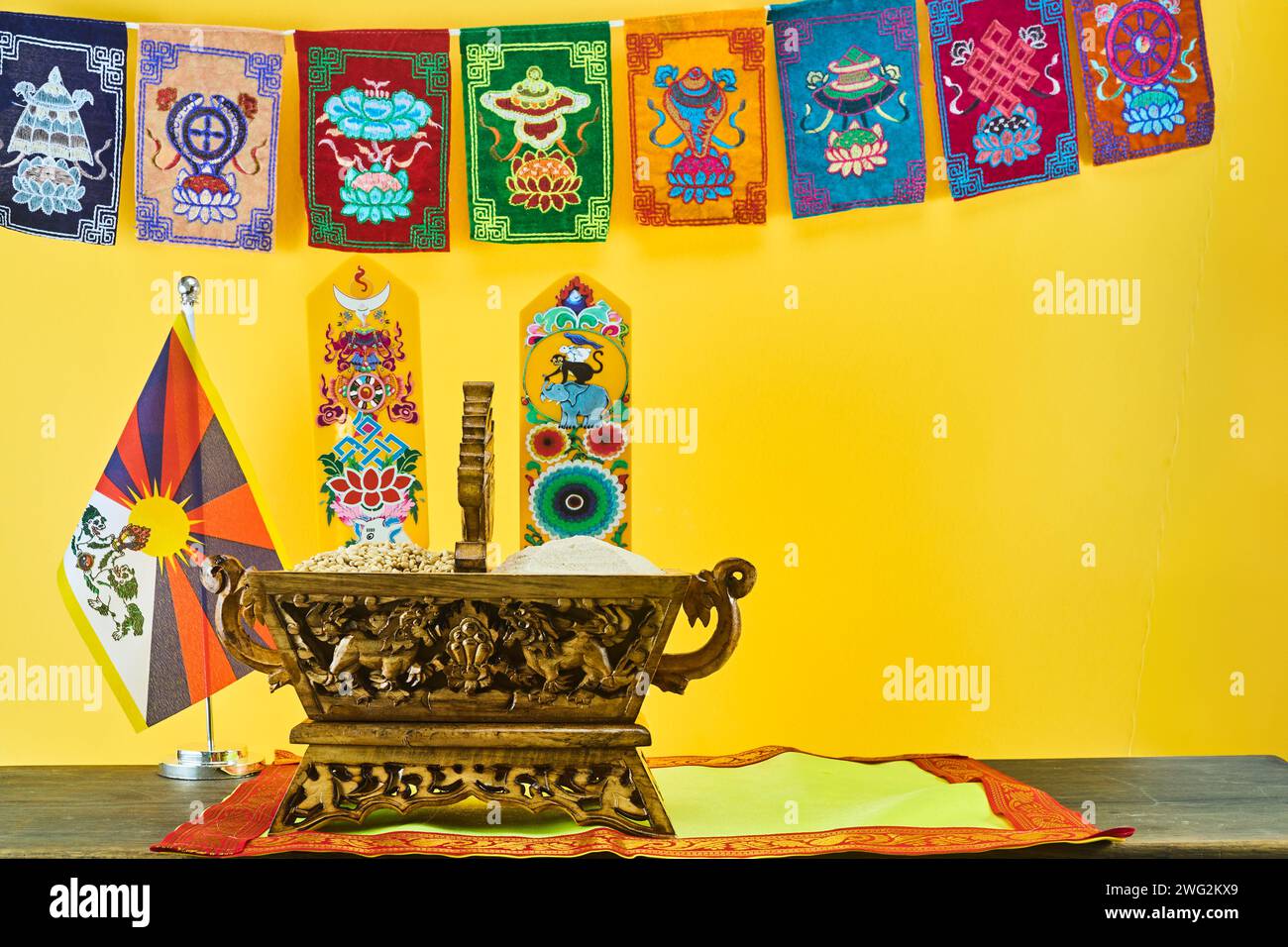 Losar Tibetan New Year. A Chemar box for Tibetan New Year with roasted ...