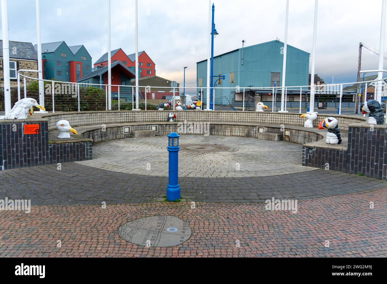 Wide view of the Bird Heads sculptures by Andrew Burton, part of the ...
