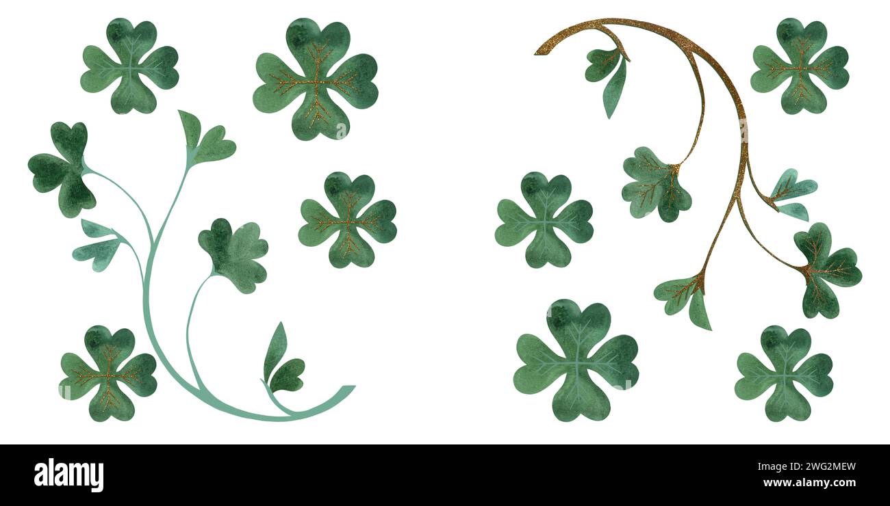 Set of clover branches. Shamrock. Symbol of Ireland. Decor for St ...