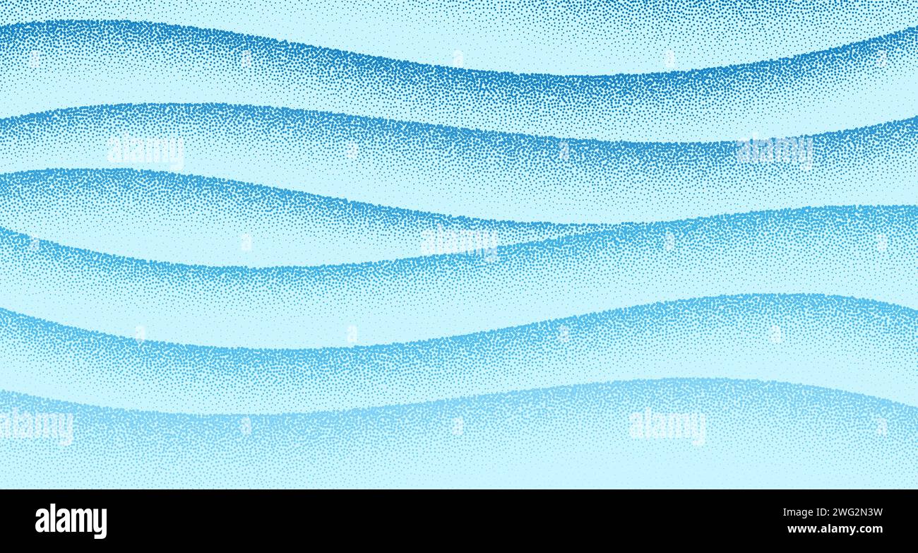 Waves grain pattern background. Blue noise dots wavy surface. Dotted ...