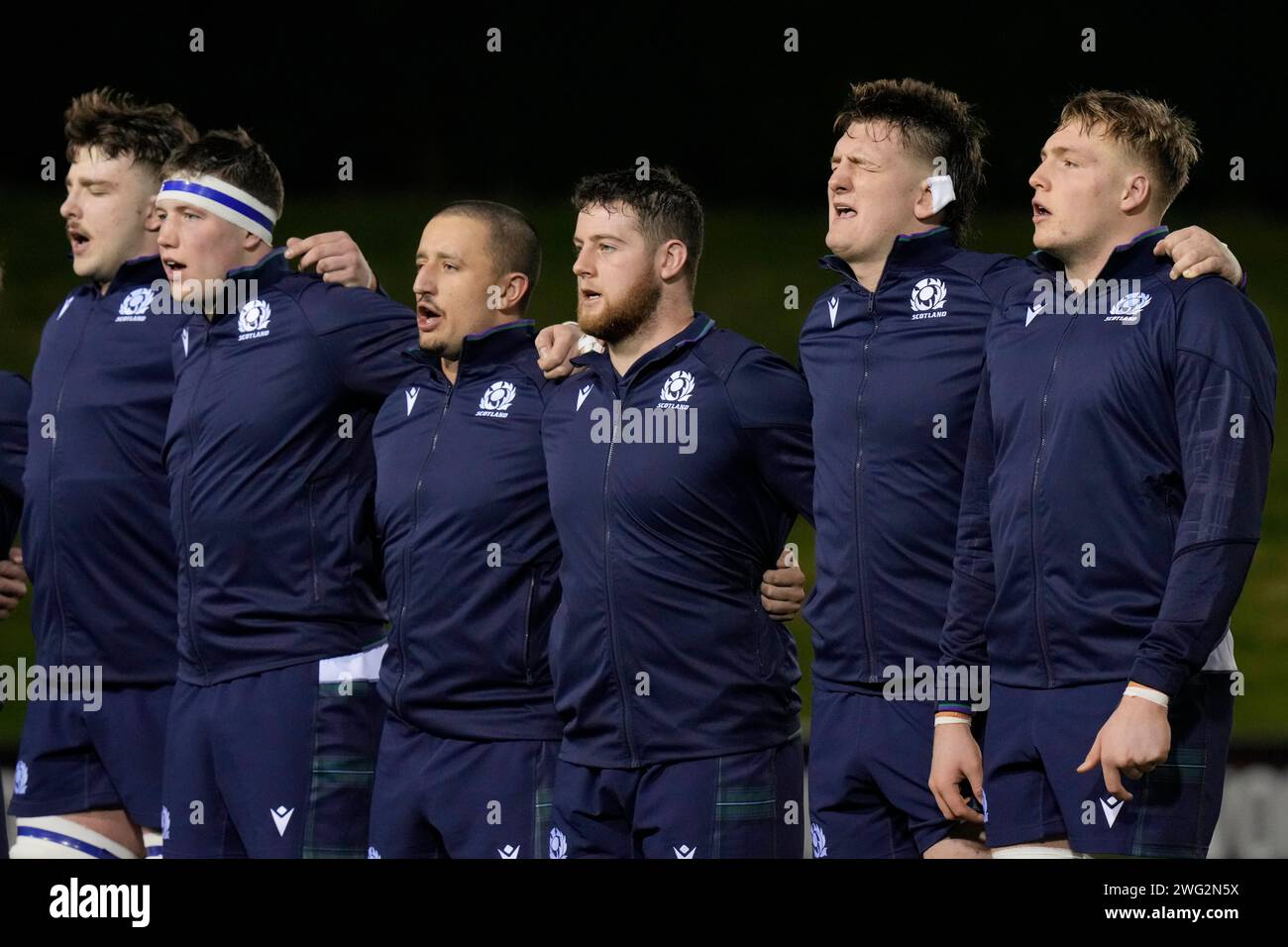 Scotland U20’s players sing their National Anthem before the 2024 ...