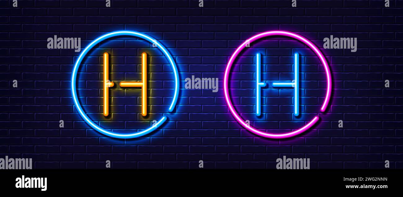 Initial letter H icon. Line typography character sign. Neon light line ...
