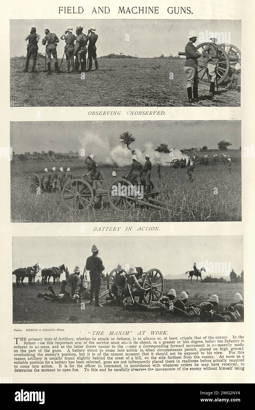 Military History British army soldiers using field guns, and Maxim ...