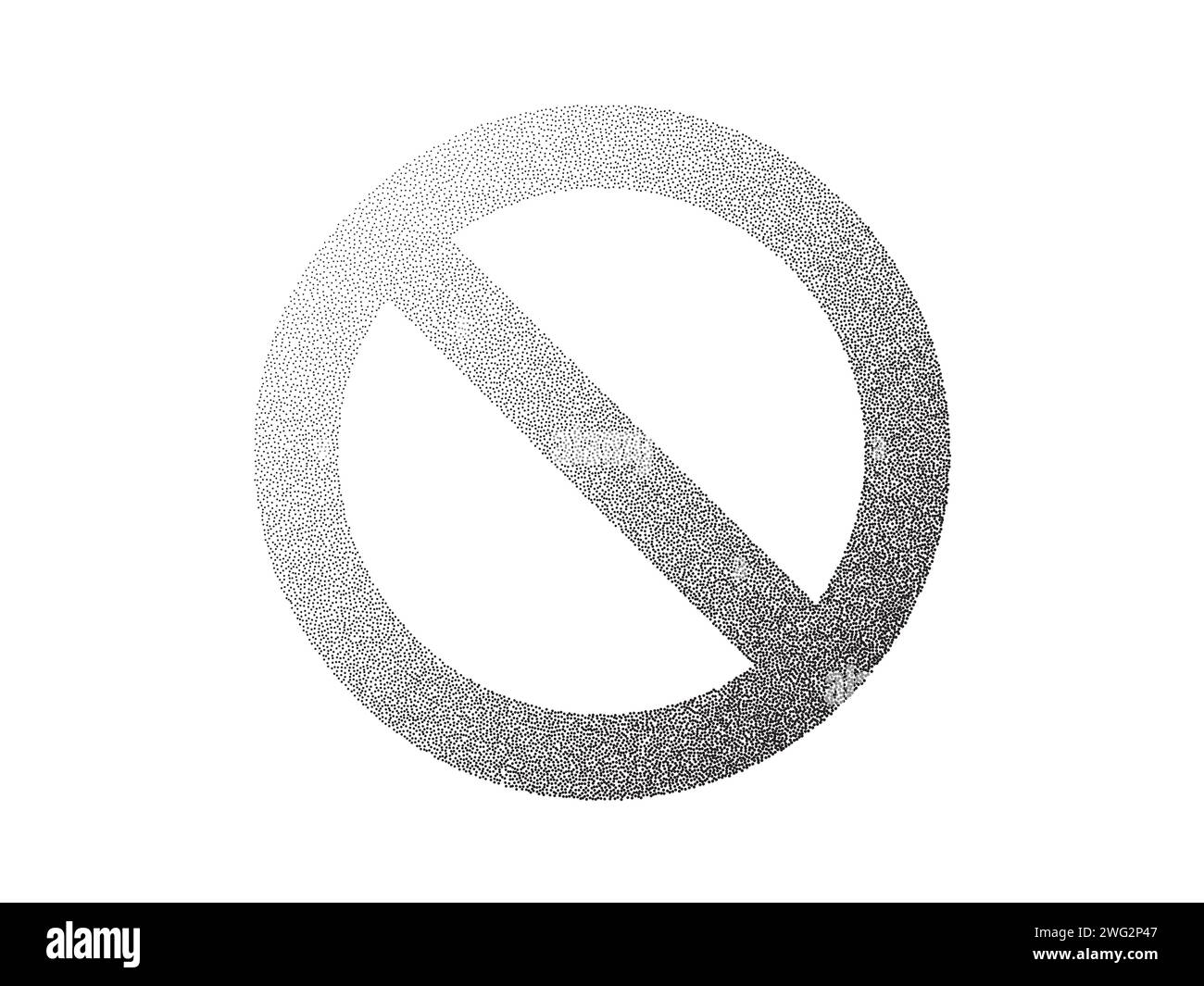 Dotwork pattern prohibit sign. Black noise stipple dots forbidden ...