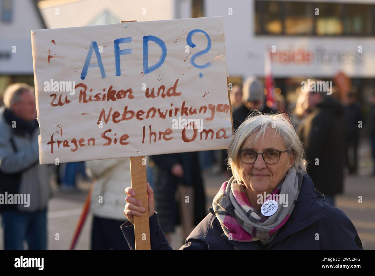 Simmern, Germany. 02nd Feb, 2024. A demonstrator holds a sign reading ...