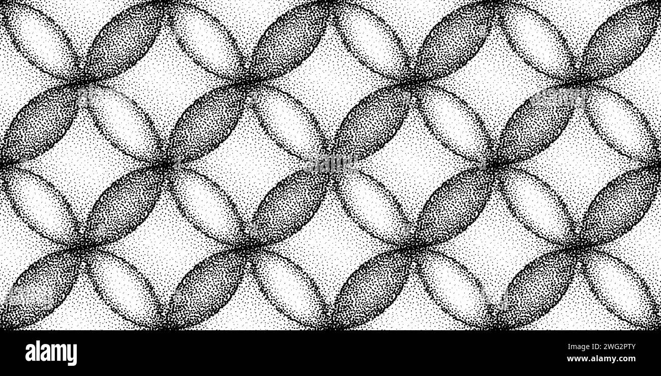 Dotwork Circles Seamless Pattern Background Black Noise Stipple Dots Texture Dotted Vector